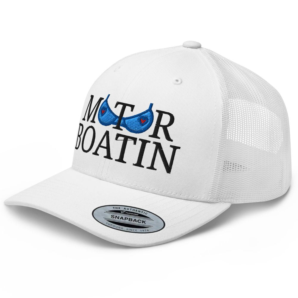 RIVEMUG NX Motor Boatin Embroidered Trucker Hat Curved Bill Mid Crown ...