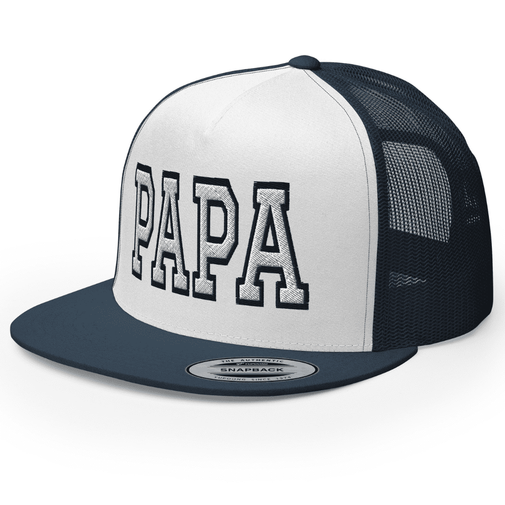 RIVEMUG NX Papa Upside Down Embroidered Flat Bill Trucker Hat High ...