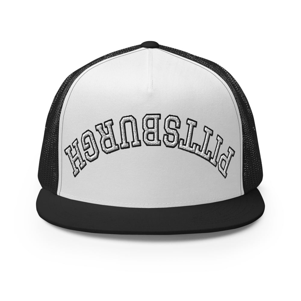 RIVEMUG NX Pittsburgh Upside Down Embroidered Flat Bill Trucker Hat ...