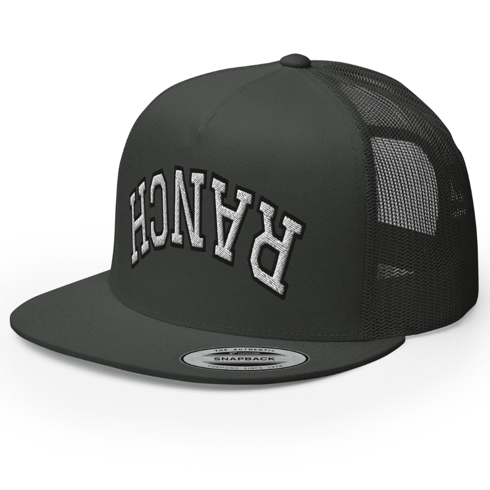 RIVEMUG NX Ranch Upside Down Embroidered Flat Bill Trucker Hat High ...