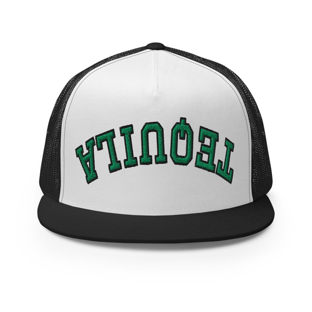 RIVEMUG NX Tequila Upside Down Embroidered Flat Bill Trucker Hat High ...