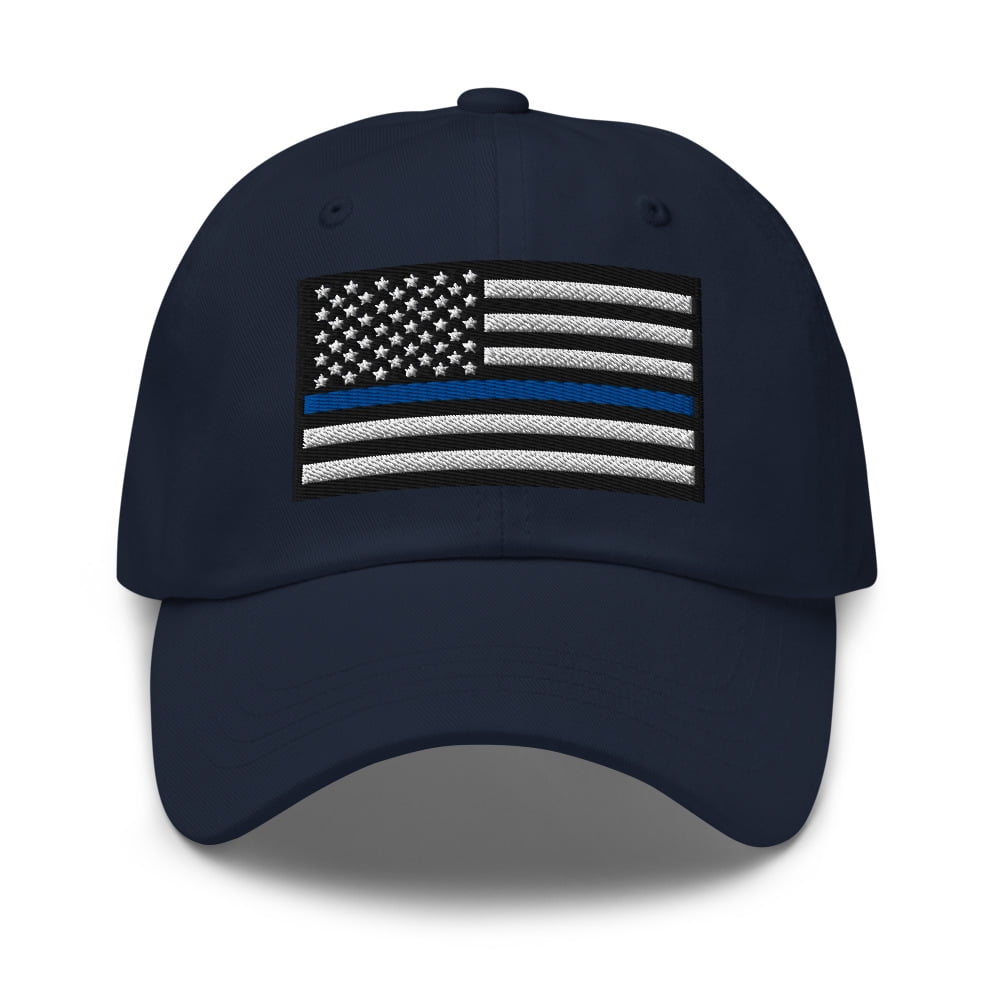 RIVEMUG NX Thin Blue Line American Flag Embroidered Curved Bill Cap ...