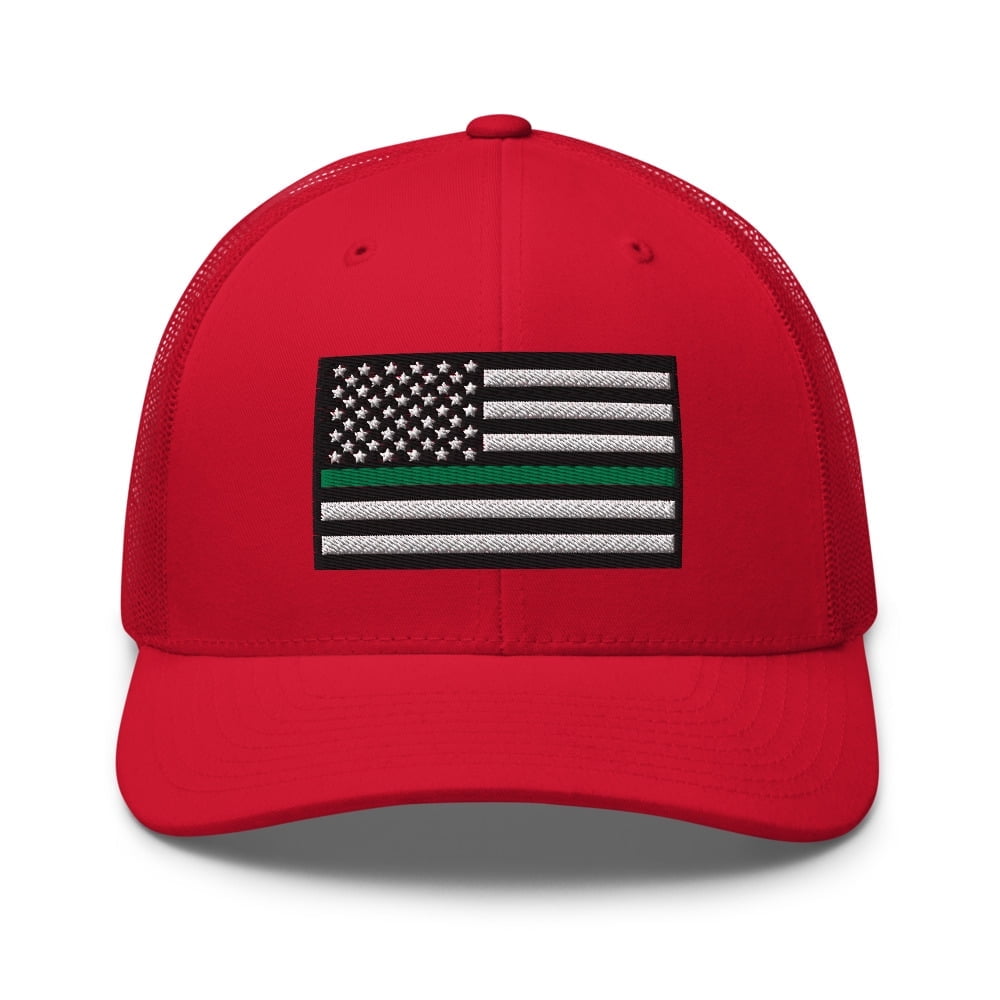 RIVEMUG NX Thin Green Line American Flag Embroidered Curved Bill ...