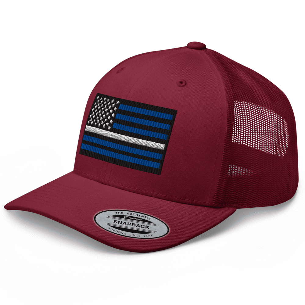 RIVEMUG NX Thin White Line American Flag Embroidered Curved Bill ...