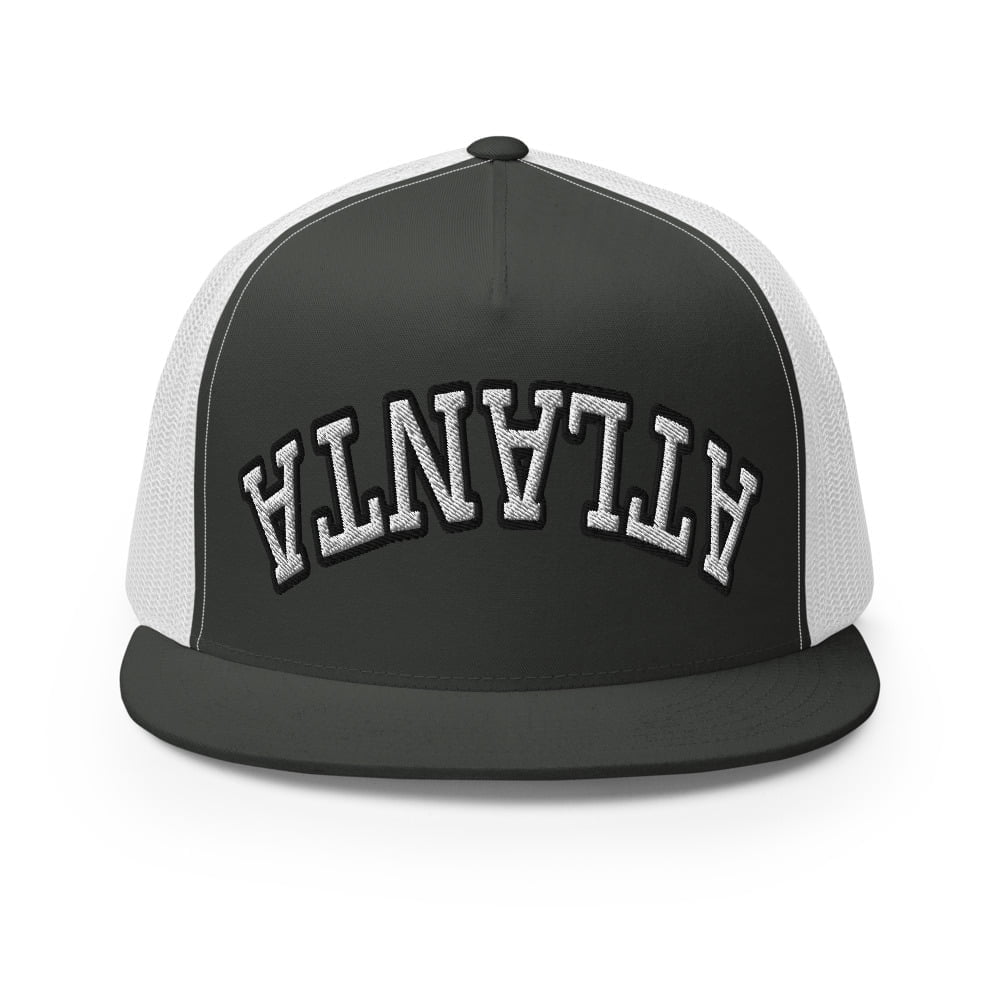 RIVEMUG NX Upside Down Atlanta Trucker Hat Embroidered Flat Bill High ...