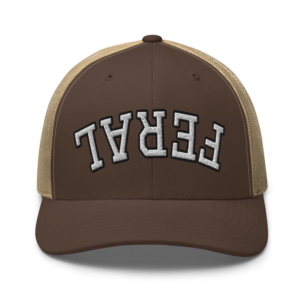 RIVEMUG NX Upside Down Feral Trucker Hat Embroidered Curved Bill Mid ...