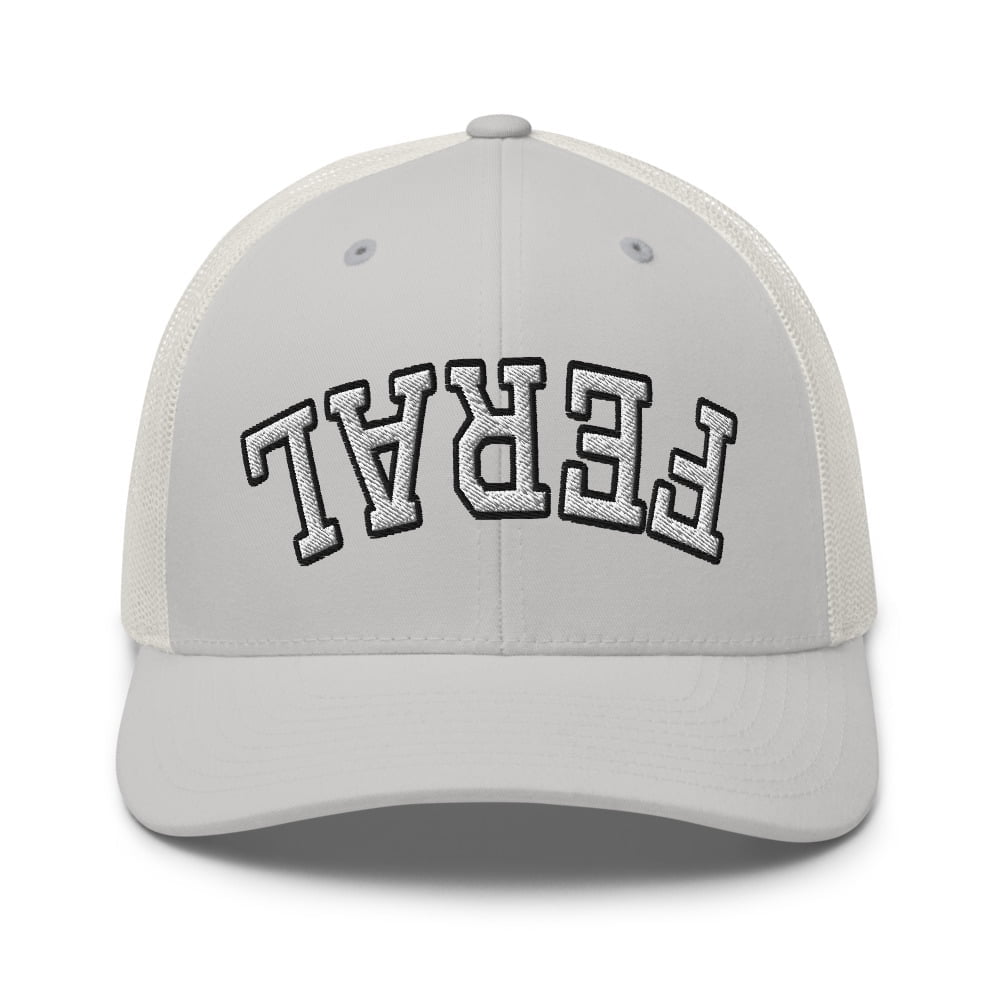 RIVEMUG NX Upside Down Feral Trucker Hat Embroidered Curved Bill Mid ...