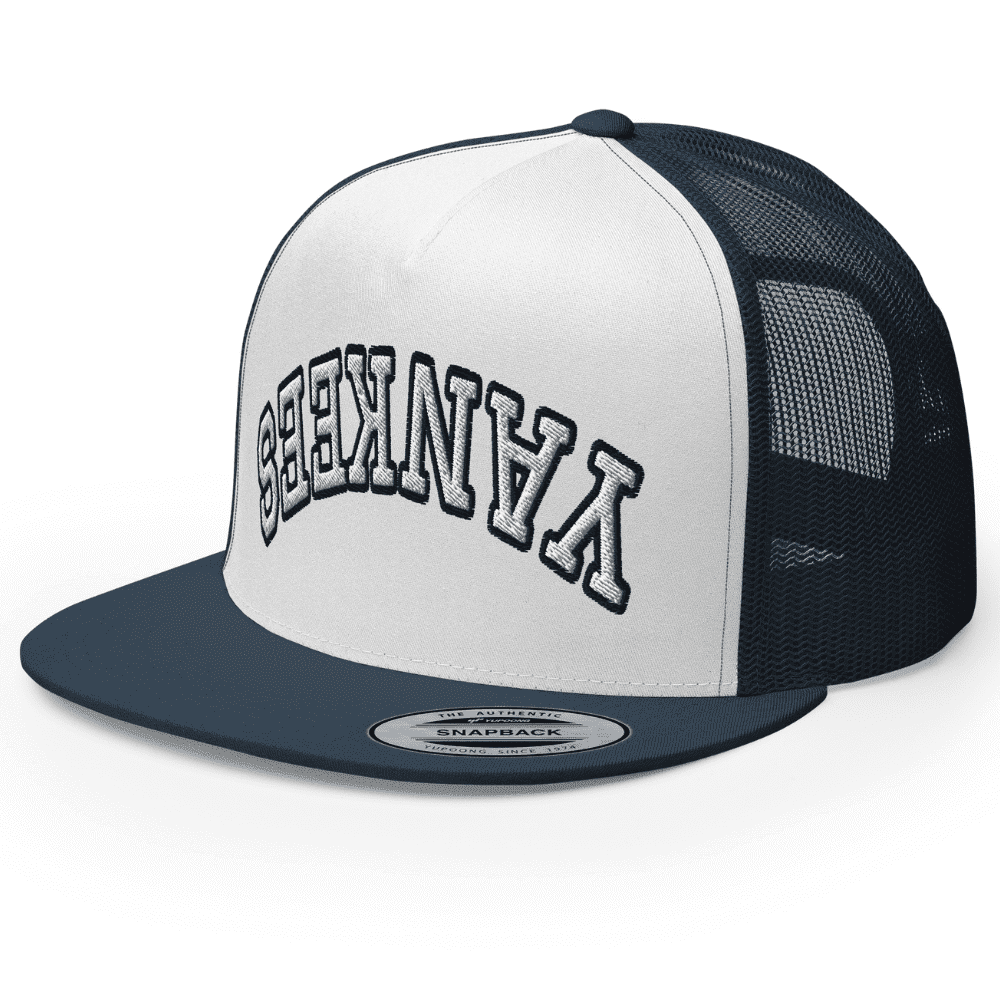 RIVEMUG NX Upside Down Yankees Trucker Hat Embroidered Flat Bill High ...