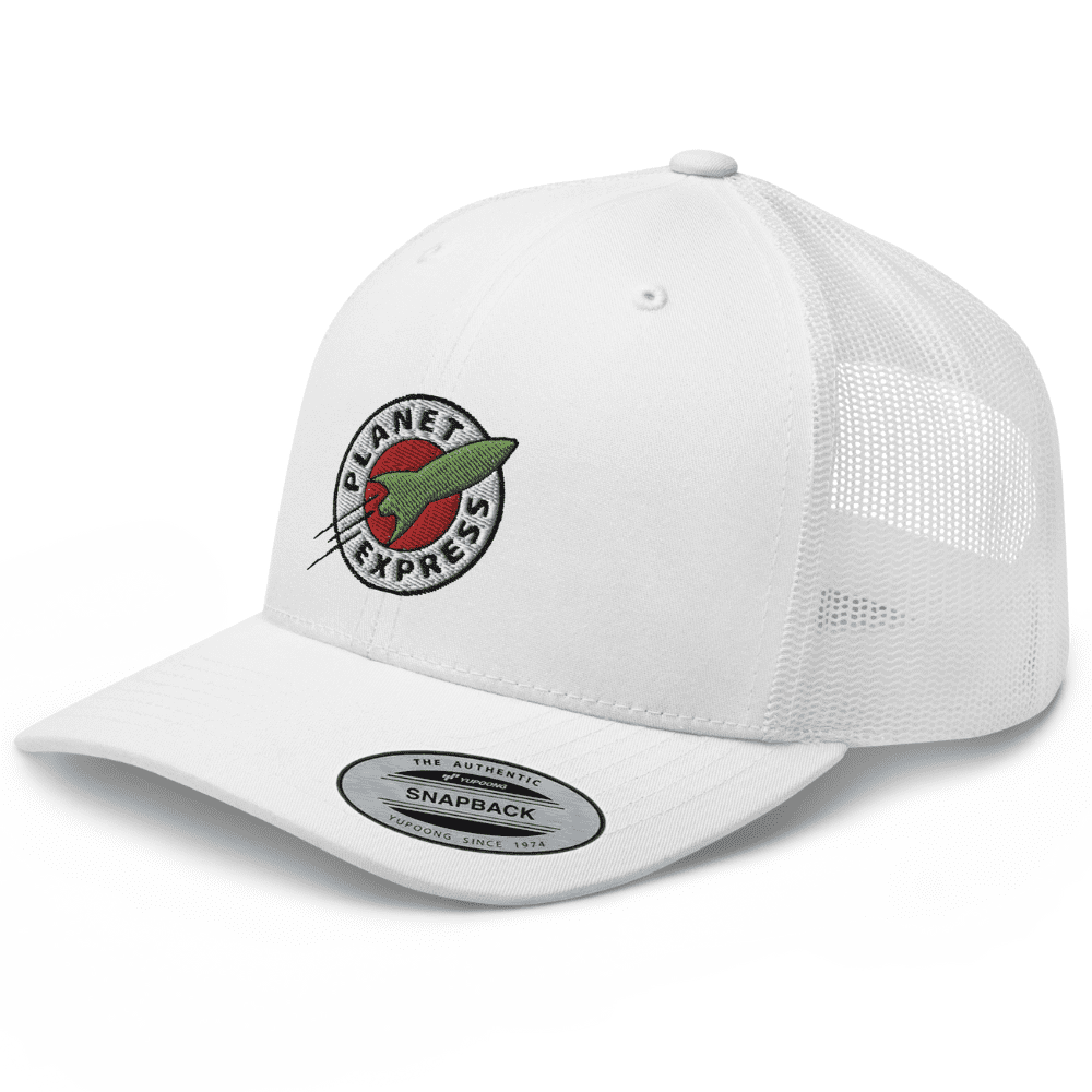 RIVEMUG Planet Express Premium Trucker Hat Curved Bill Mid Crown Adjustable Cap (White ...