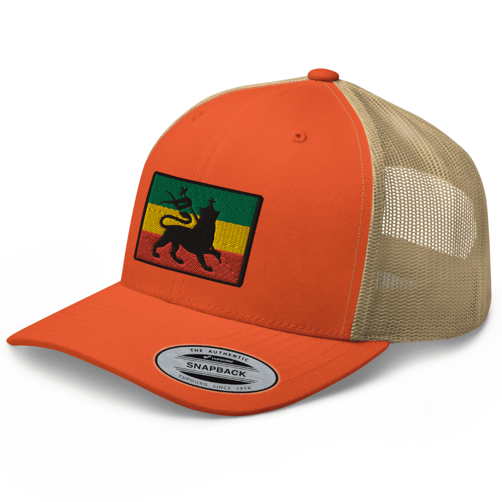 RIVEMUG Rasta Lion of Judah Premium Trucker Hat Curved Bill Mid Crown ...
