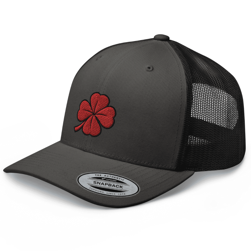 RIVEMUG Red Clover Curved Bill Trucker Hat Mid Crown Adjustable Four ...
