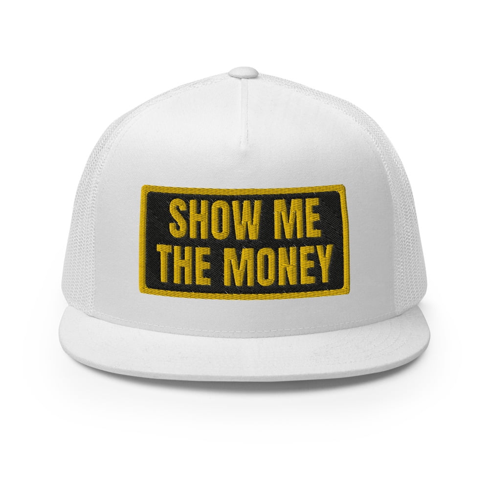 RIVEMUG Show Me The Money Flat Bill Trucker Hat High Crown Adjustable ...