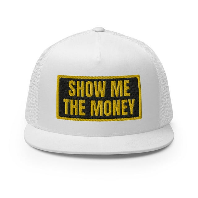 RIVEMUG Show Me The Money Flat Bill Trucker Hat High Crown Adjustable ...