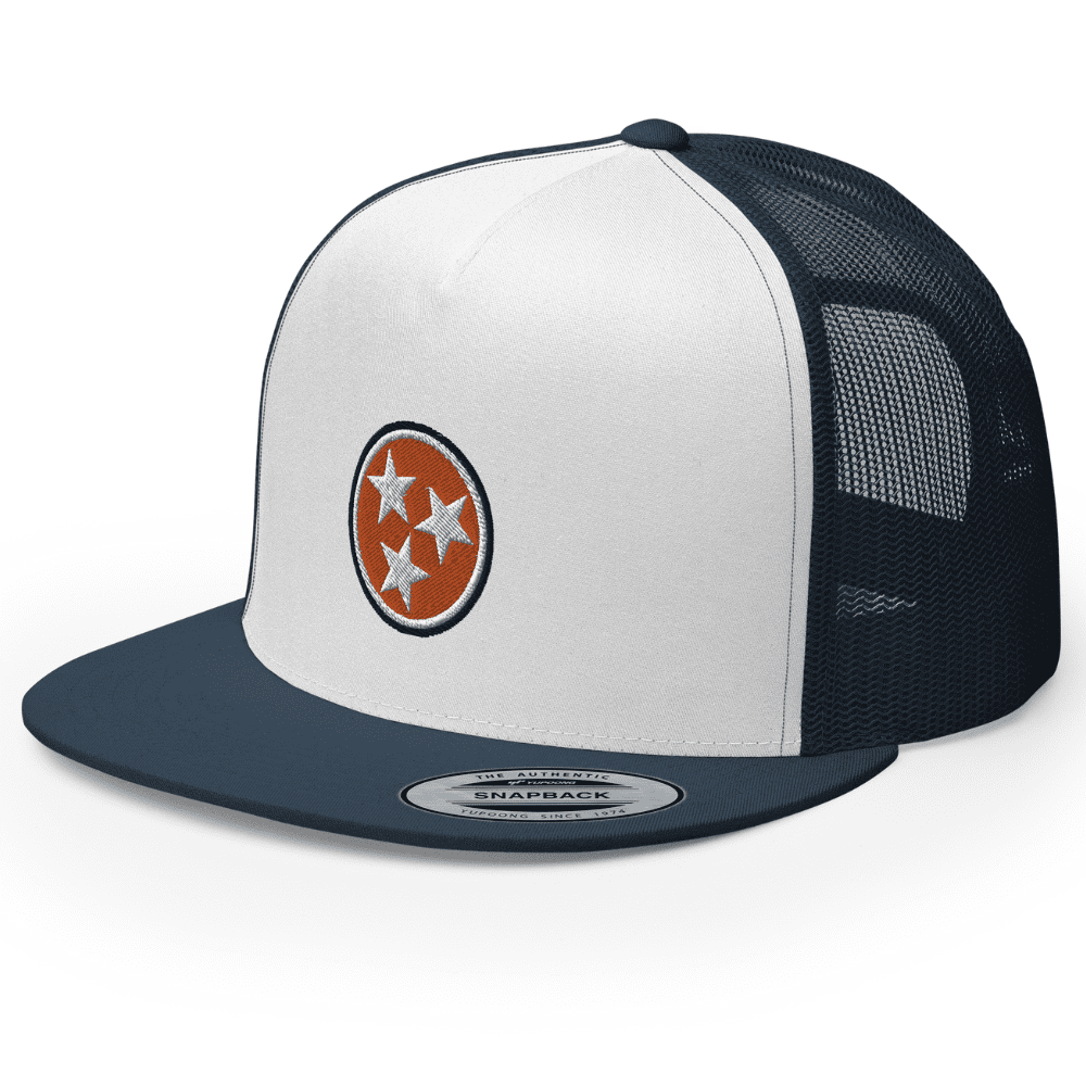 RIVEMUG Tennessee Trucker Hat Flat Bill High Crown Tri Star Embroidered ...