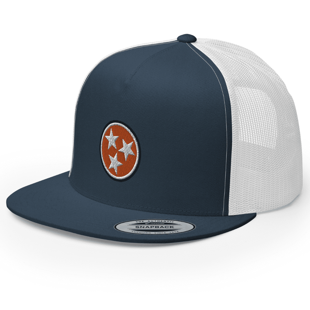 RIVEMUG Tennessee Trucker Hat Flat Bill High Crown Tri Star Embroidered ...