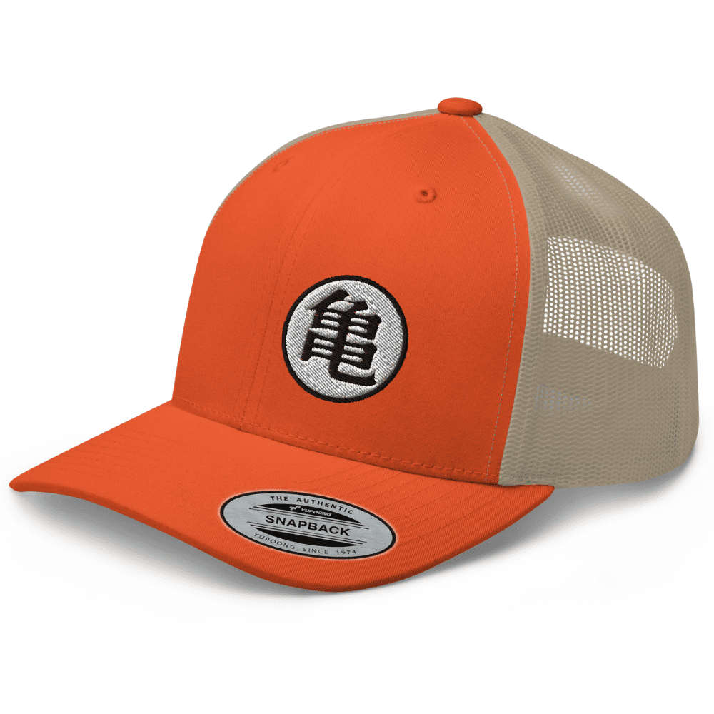 RIVEMUG Turtle Hermit Trucker Hat, Amine Goku First Gi Training Symbol Hat (Rustic Orange/ Khaki ...
