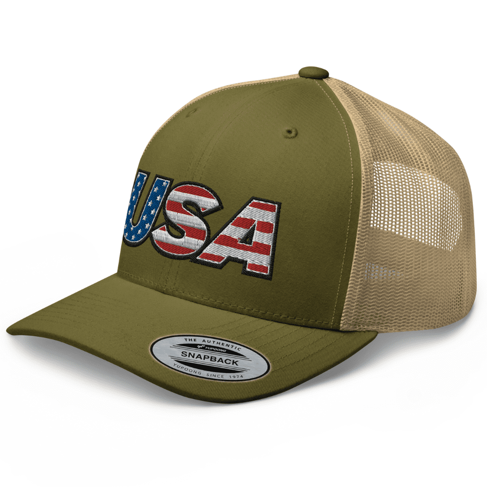 RIVEMUG USA Flag Curved Bill Trucker Hat for Men for Men Mid Crown ...