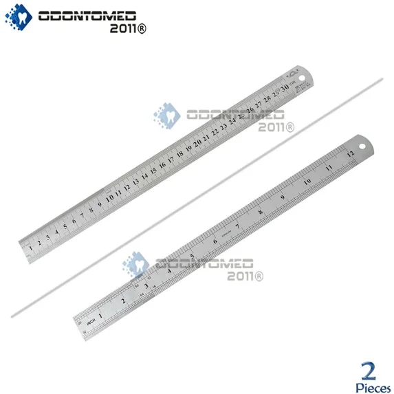 RIVEN- 2Pc 12" 300Mm Non Skid Measuring Ruler Scale Mark Sae Metric ...