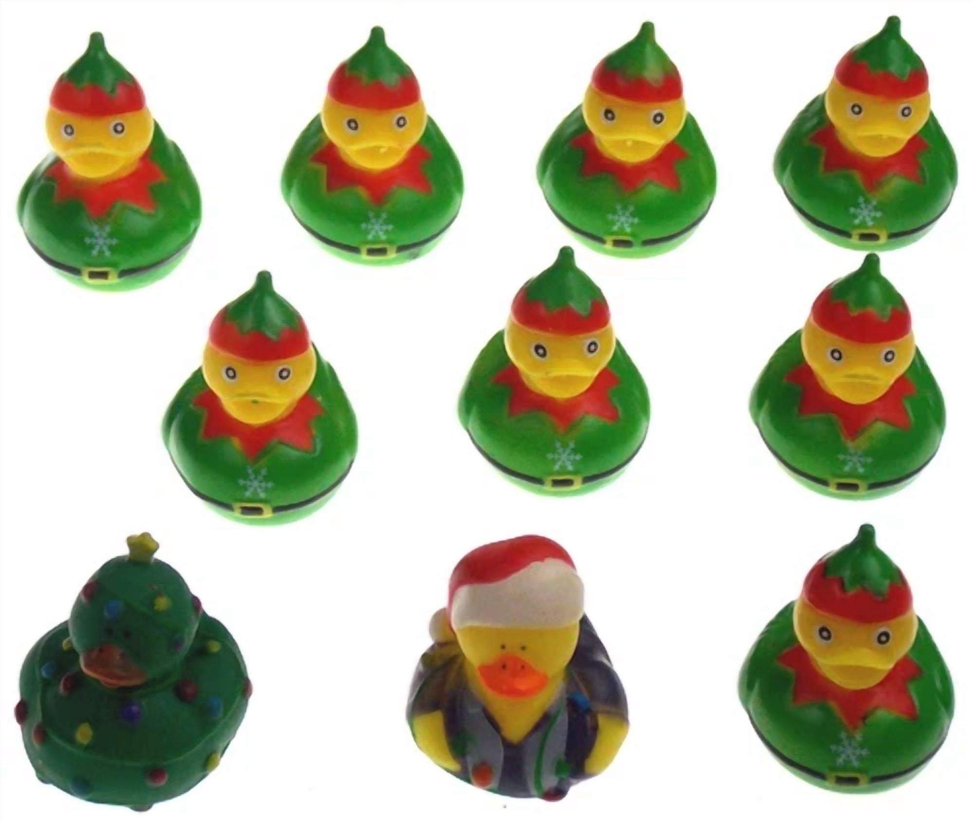 RIVEN- Elf Christmas Rubber Ducks Lot 10 Party Favor Cake Toppers ...