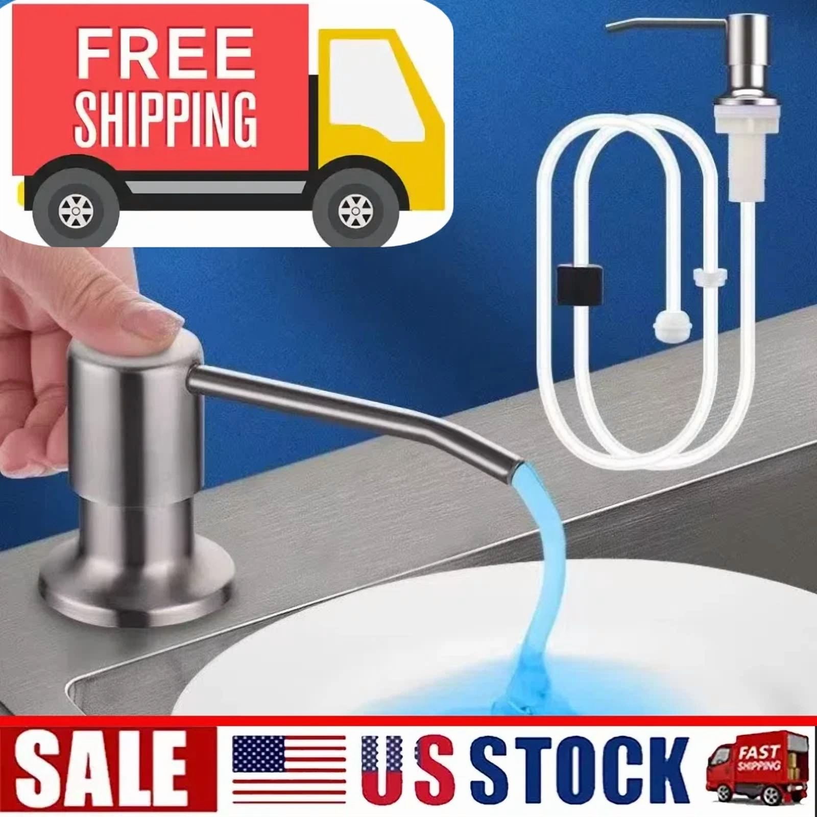 RIVEN- 360° Sink Soap Dispenser Stainless Steel Kitchen Hands Liquid Pump Bottle Tube - Walmart.com
