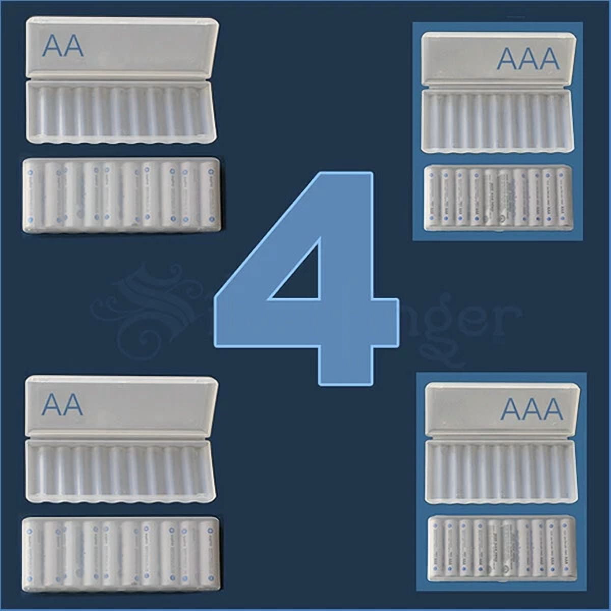RIVEN- 4-Pack Battery Storage Case Holder Organizer Box :Each Holds 10 ...
