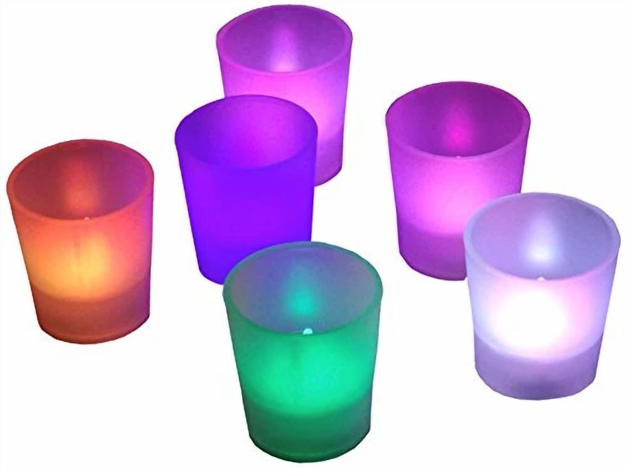 RIVEN- 6 X Multi Color Mood Color Led Lights Flameless Votive Candle ...