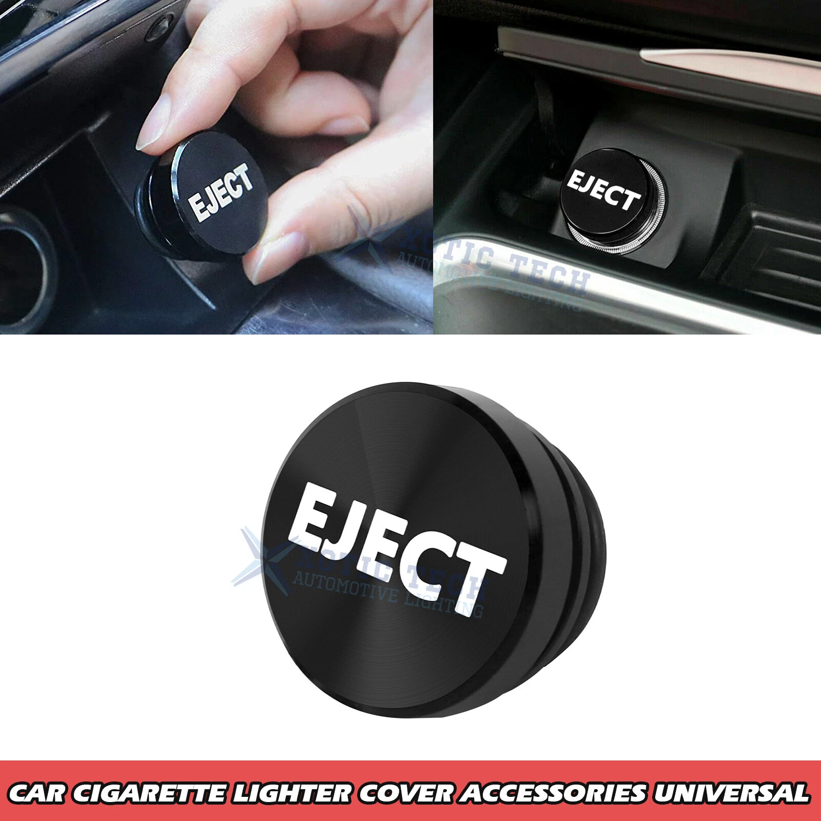 RIVEN- Black Alloy "Eject" Car Cigarette Lighter Plug Cover Button 12V ...
