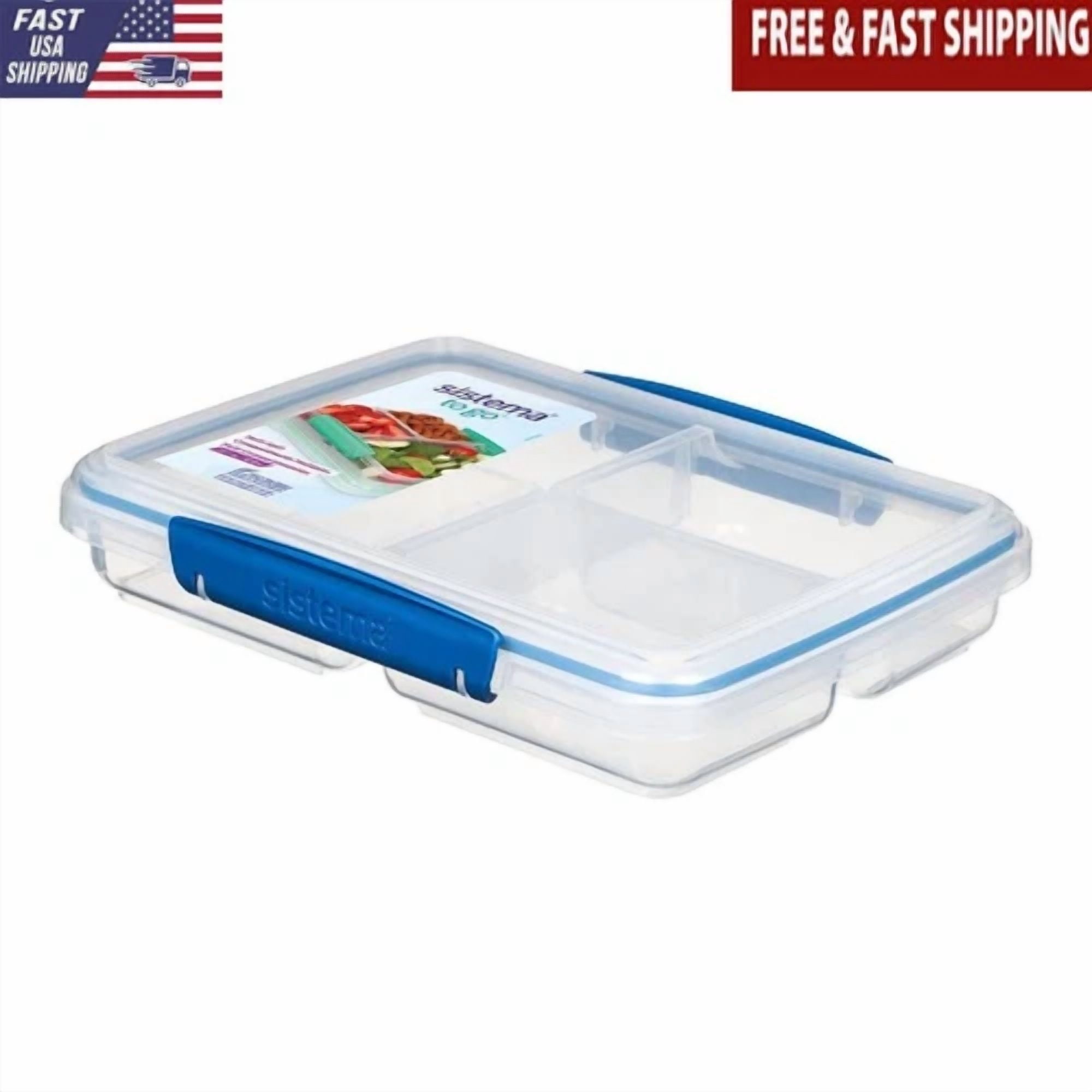 RIVEN- Multi Split Food Storage Container 3 Compartment Stackable Snack ...