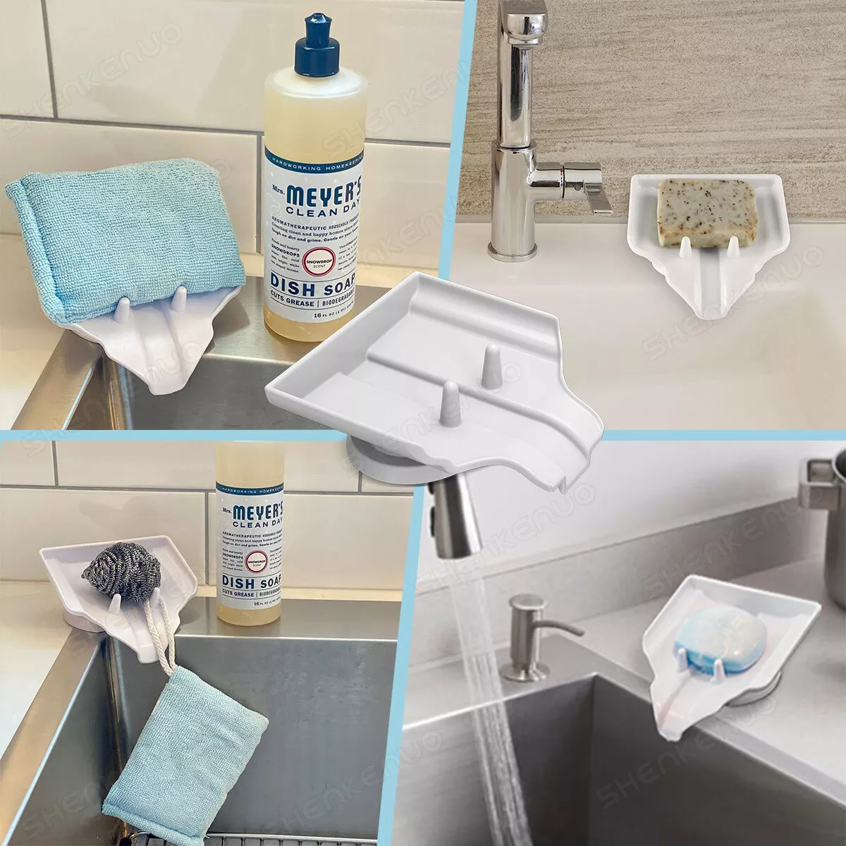 RIVEN- Soap Dishes Holder Self Drain Container Case Bath Shower Basket ...