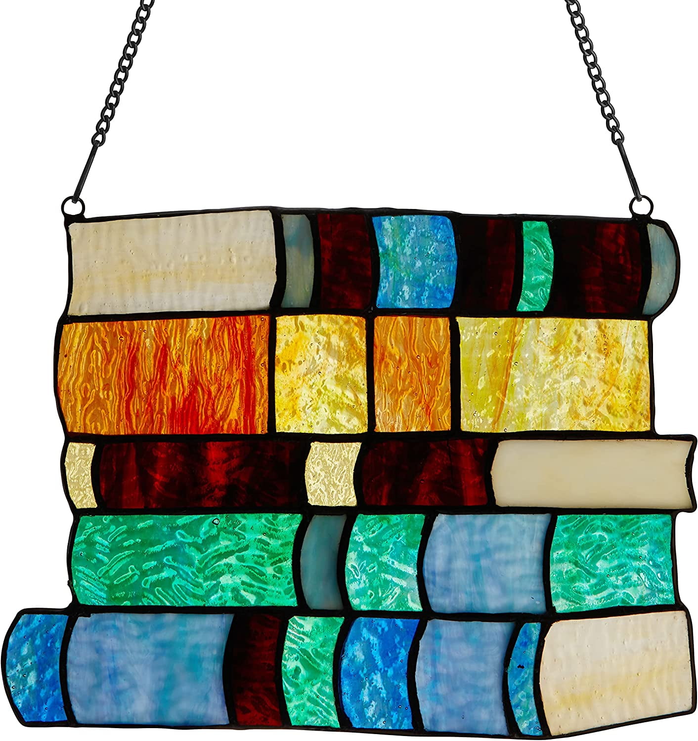 RIVER OF GOODS - 7.5" High Stack of Books Stained Glass Window Panel ...