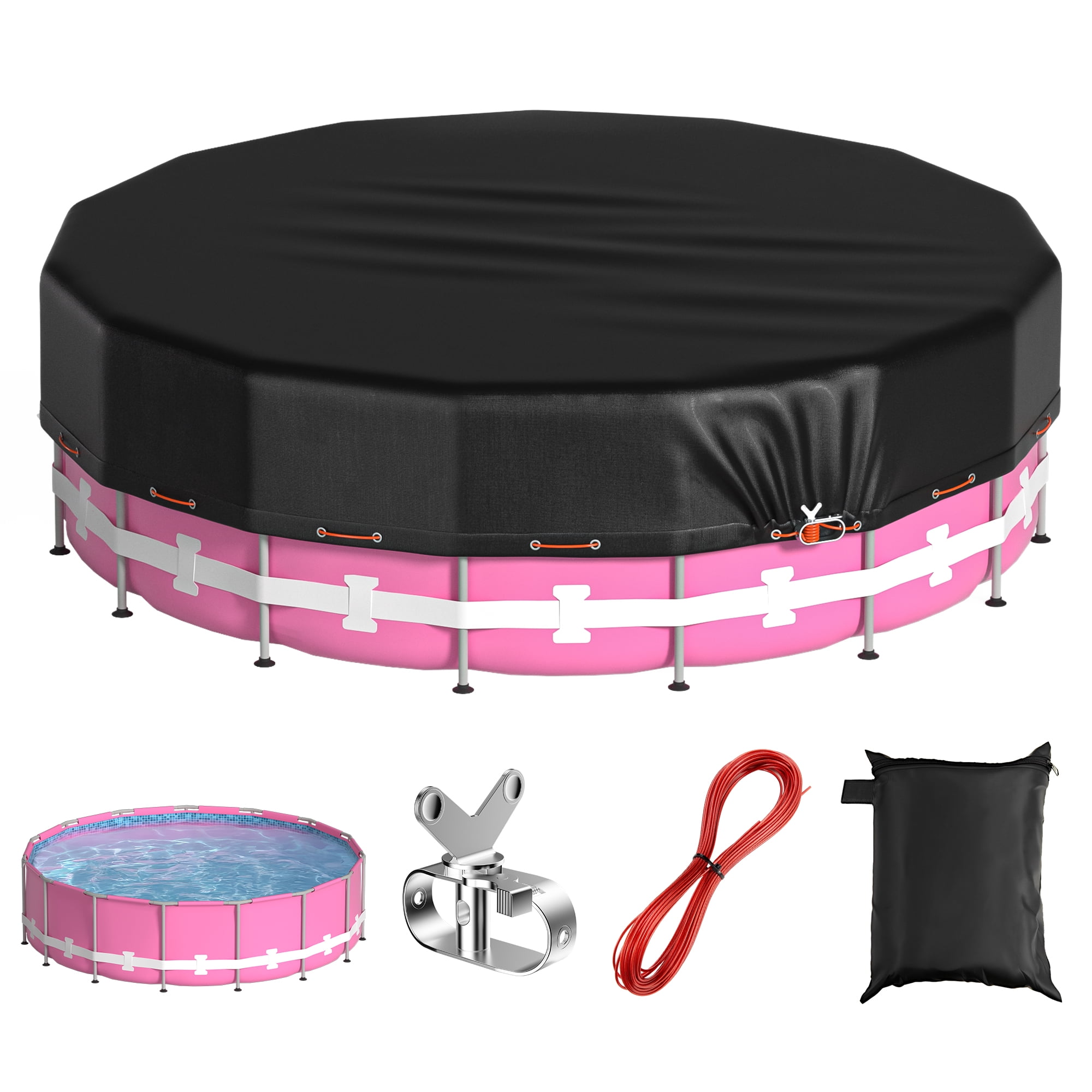 RIVERGRIT Round Pool Cover for Above Ground Pools, 28FT 420D Oxford ...