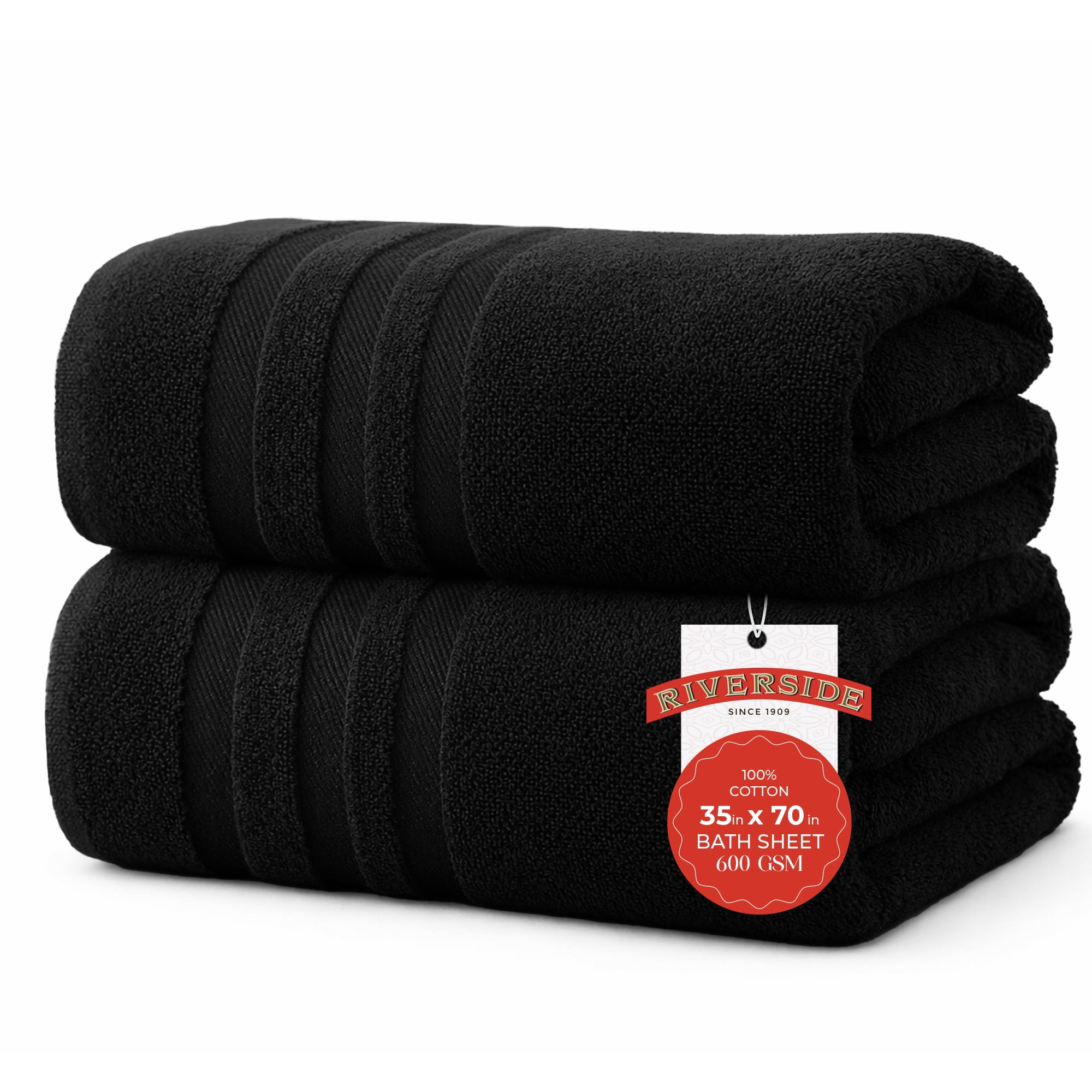 RIVERSIDE 2 Pack Luxury Bath Sheets 35×70 Soft Quick Dry Extra Large ...
