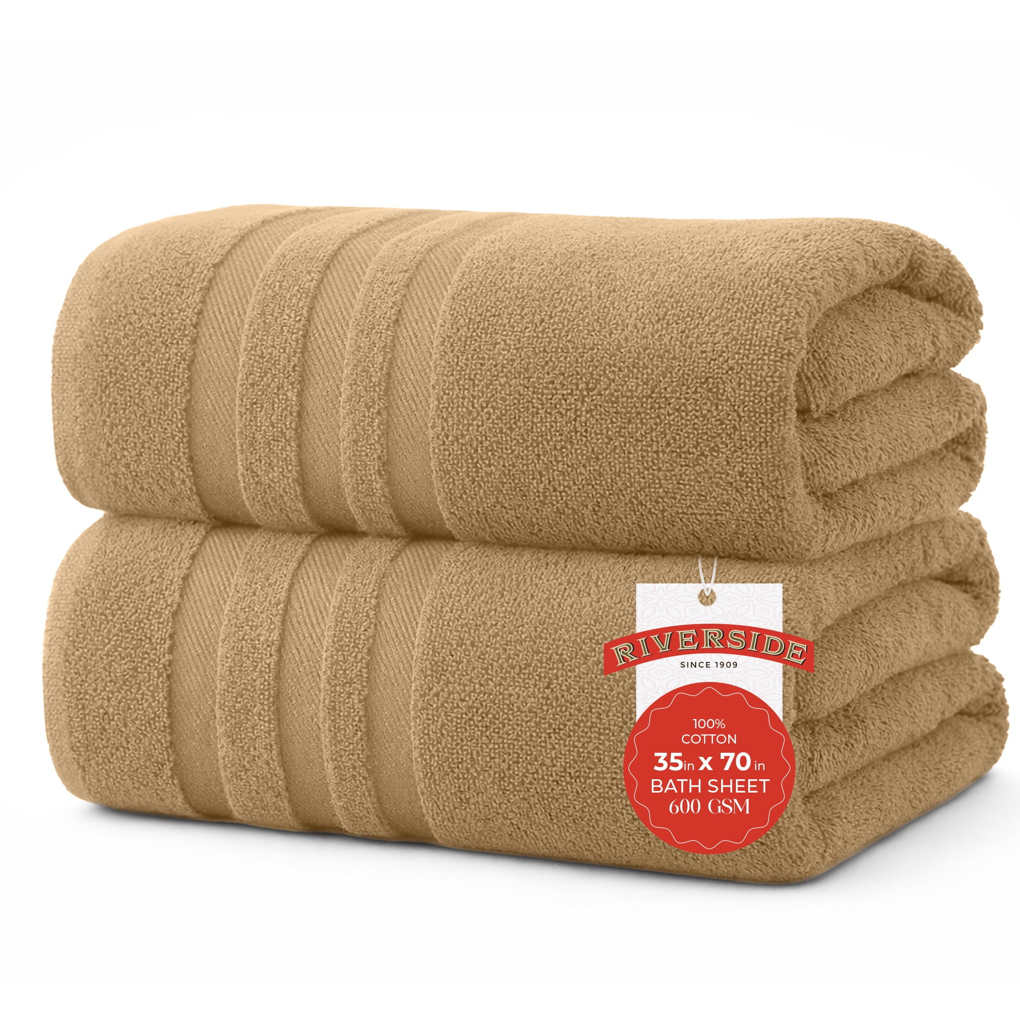 RIVERSIDE 2 Pack Luxury Bath Sheets 35×70 Soft Quick Dry Extra Large ...