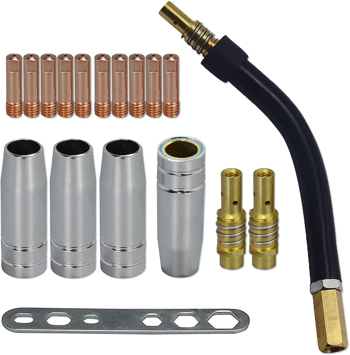 RIVERWELD MB15 15AK Contact Tip 1.0mm M6 Tips Holder Difuser Shield Cup ...