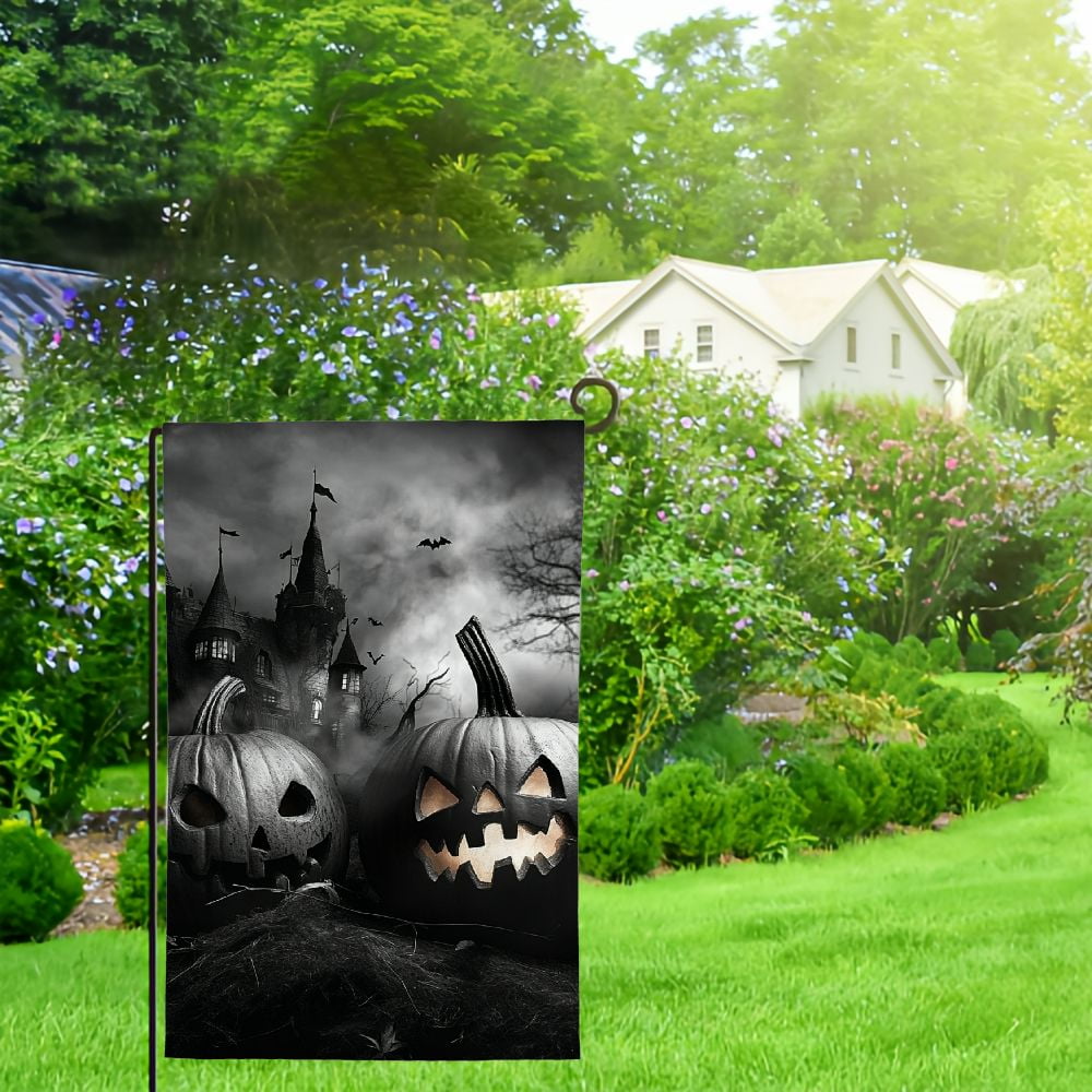 RIVERWILLOW Haunted House Halloween Flag - Double-Sided Jack-o'-Lantern ...