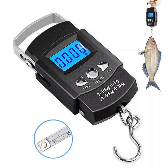 RIWPKFH 50kg/10g Portable LCD Electronic Hand Scale Travel Hanging Fish ...