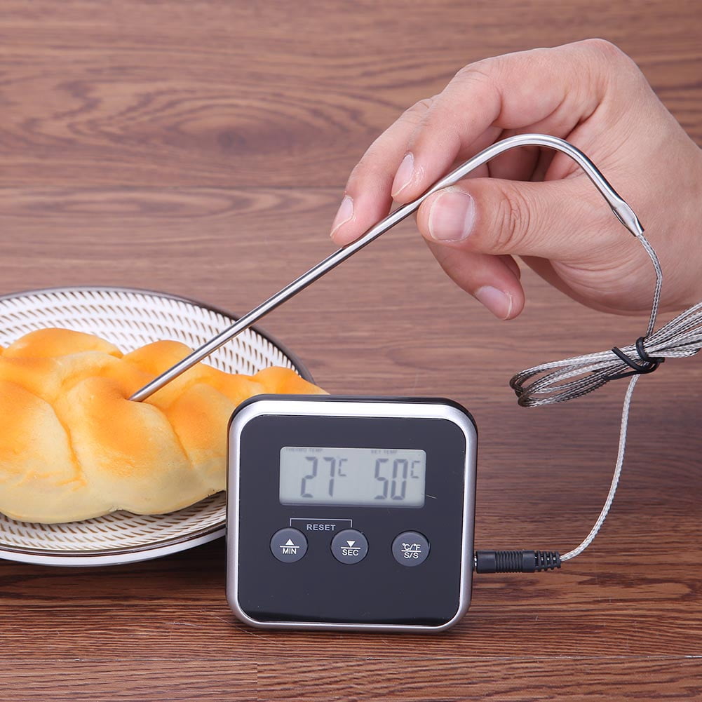 RIWPKFH Digital LCD Display Food Meat Thermometer With Probe Timer ...