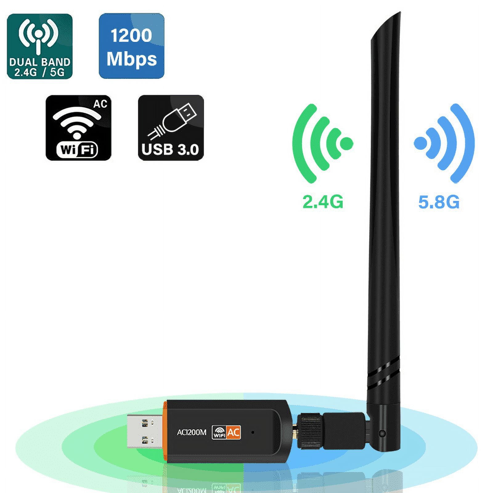 RIWPKFH USB WiFi Adapter AC1200M Dongle 802.11ac Wireless Network Dual ...