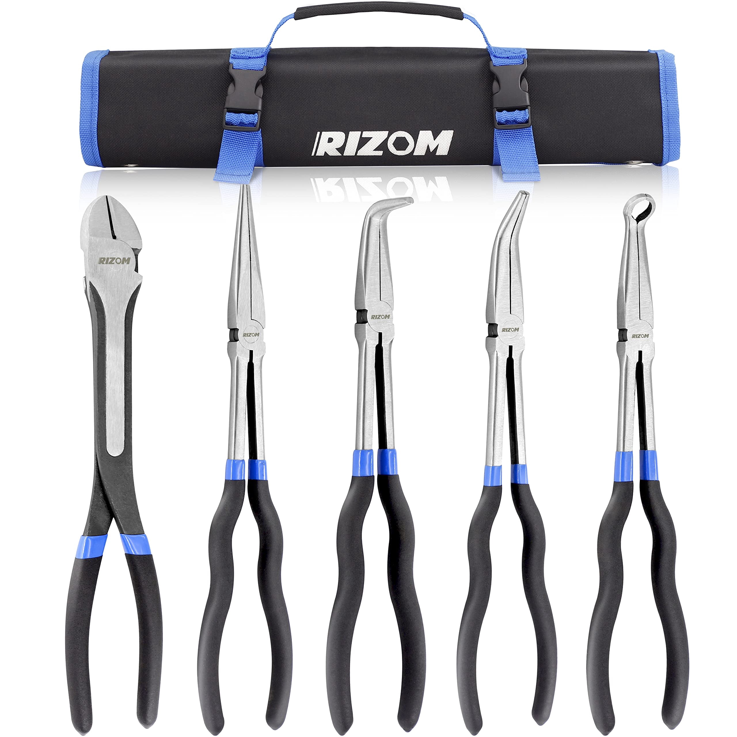 RIZOM 5-Piece 11 Inch Long Needle Nose Pliers Set, Extra Long Reach ...