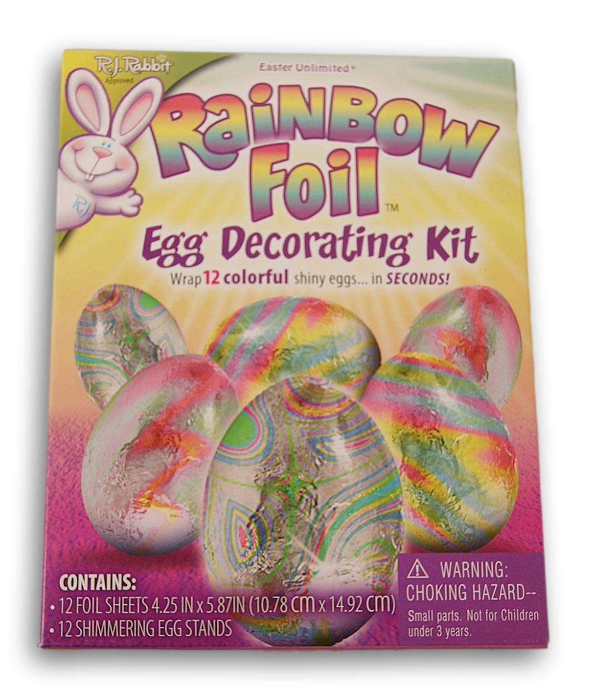 RJ Rabbit Rainbow Decorating Kit - Wrap 12 Colorful Shiny Eggs in ...