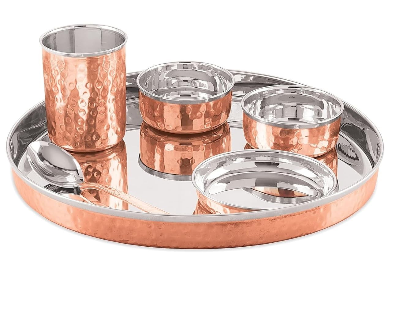 RJ kitchenware Store Stainless Steel Copper Costeel Traditional Hammered Bhojan SetDinner ...