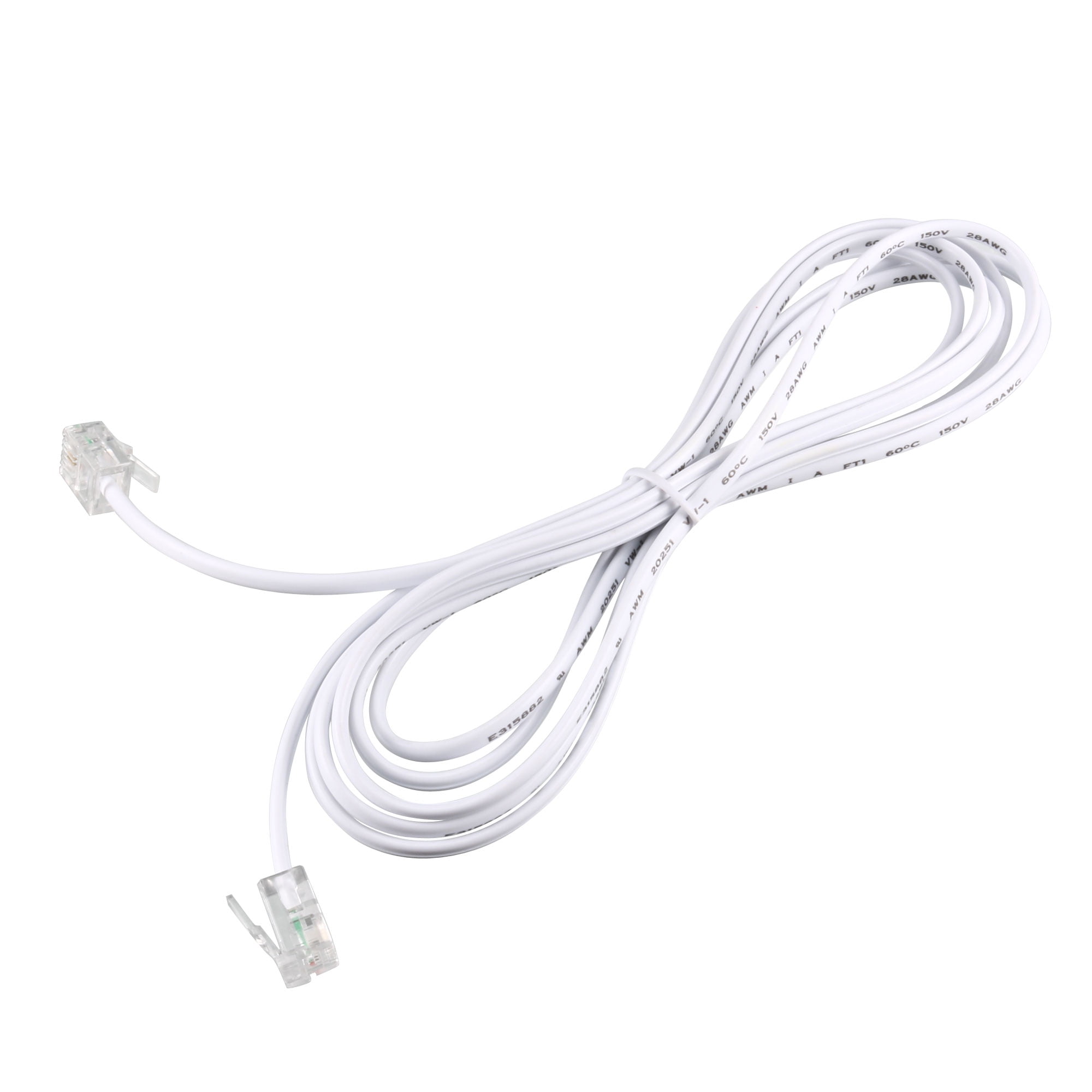RJ11 6P2C Telephone Phone Line Extension Cord Cable White 2m Long ...