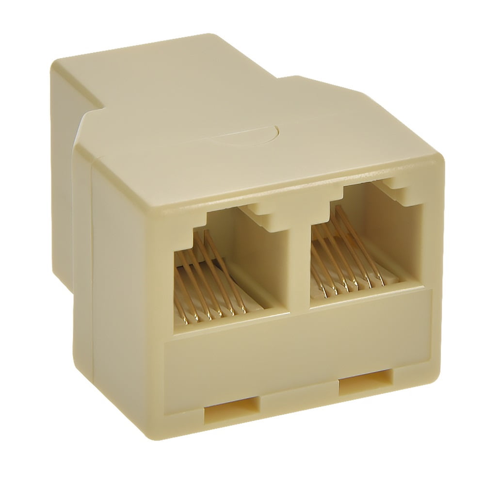 RJ12 1-Jack/2-Jack Telephone Splitter Modular T adapter, Straight Beige ...
