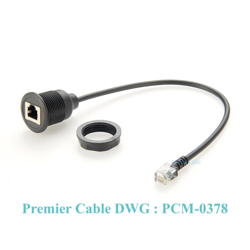 RJ12 6P6C Male to Female Extension Cable Embedded Flush Panel Mount ...