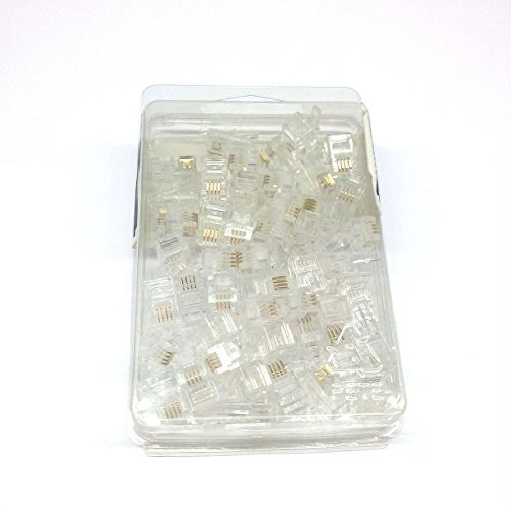 RJ22 Plug Connector 50 Pack Handdset Flat Stranded 4 Conductor RJ-22 ...