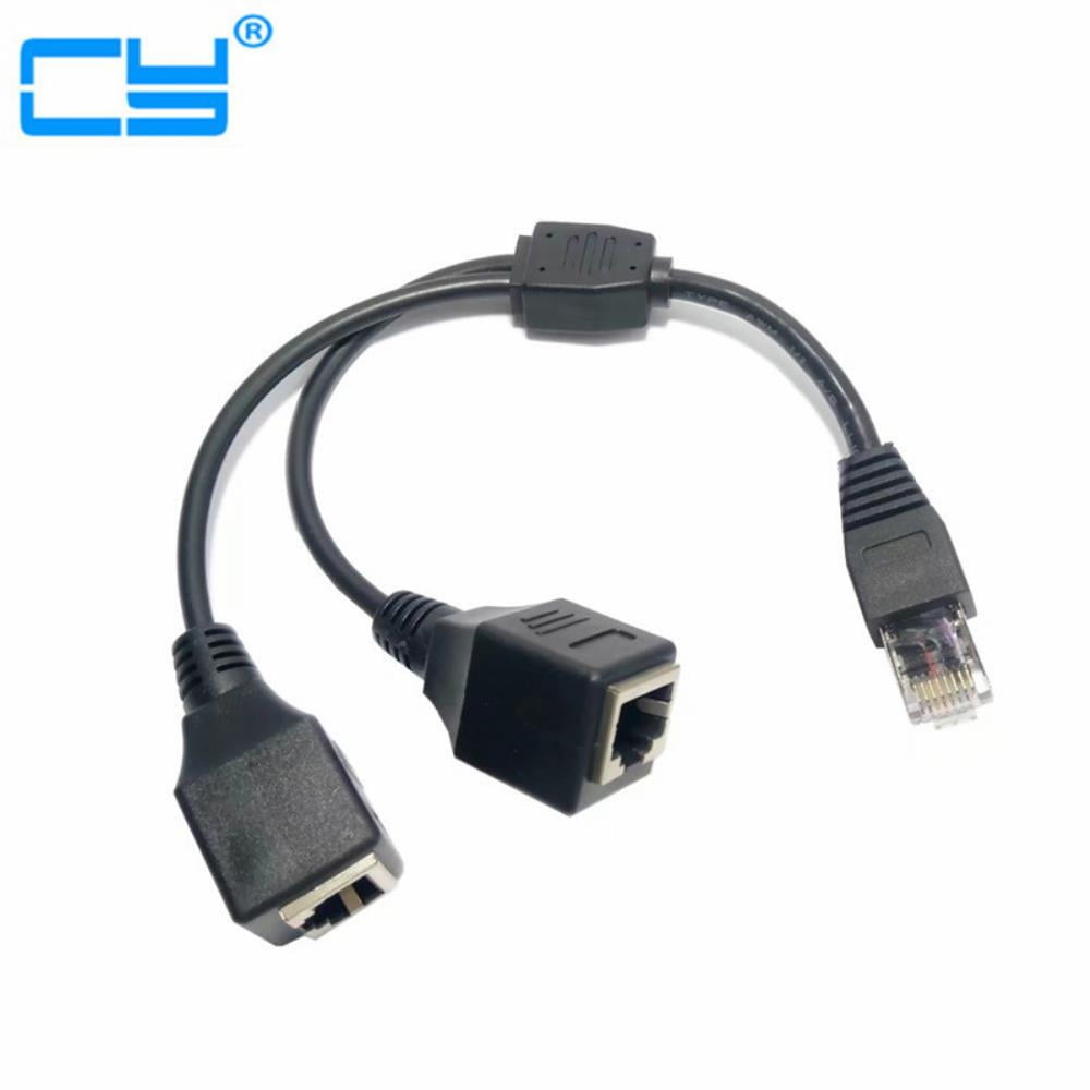 RJ45 1 Male to 2 Female Ports Ethernet Network Plug Cable Splitter ...
