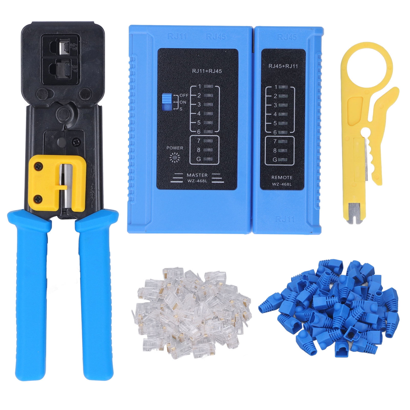 RJ45 CAT6 Crimp Tool Kit 6P8P Ratchet Through Hole Network Cable Pliers ...