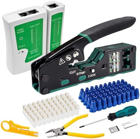 RJ45 Crimp Tool Pass Through Ethernet Crimper Kit, Cat5e Cat6 RJ45 ...