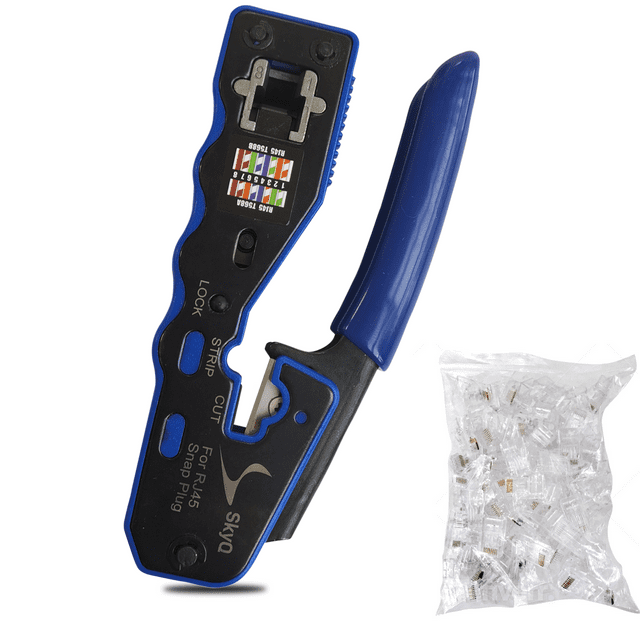 RJ45 Crimp Tool Pass Through Crimper for Cat6 and Cat5 8P8C Modular ...