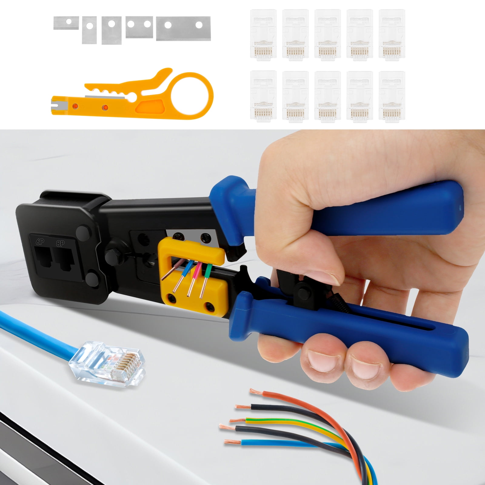 RJ45 Crimp Tool Professional Ethernet Crimper Sturdy Carbon Steel ...